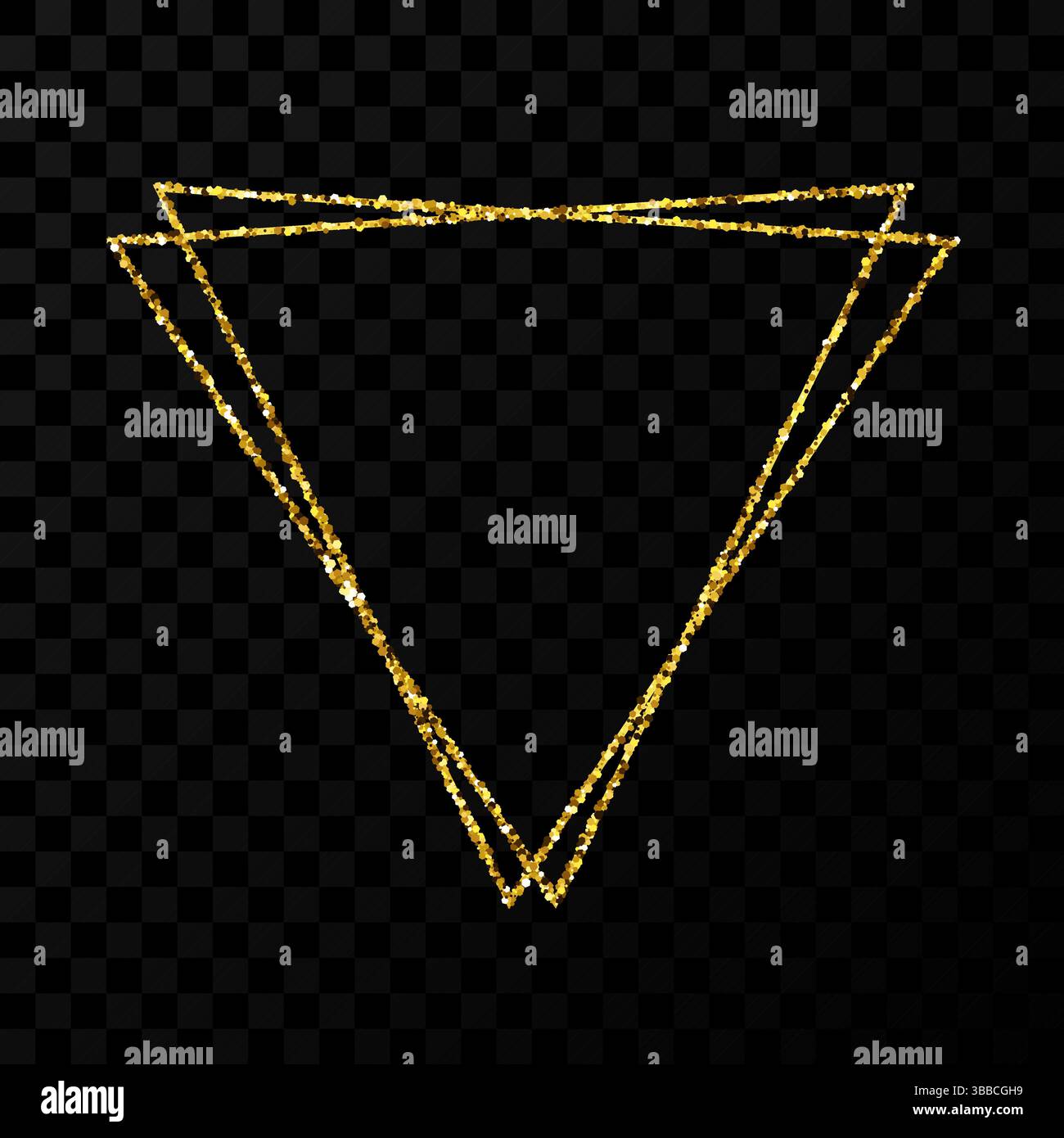 Gold double triangle frame. Modern shiny frame with light effects ...