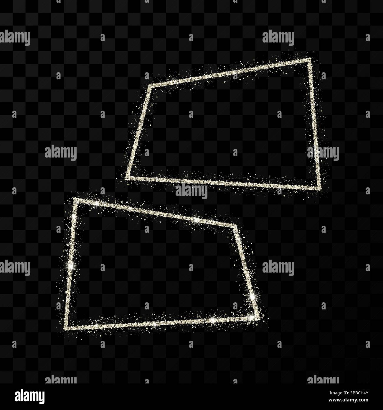 Silver rectangle frame. Two modern shiny frames with light effects ...