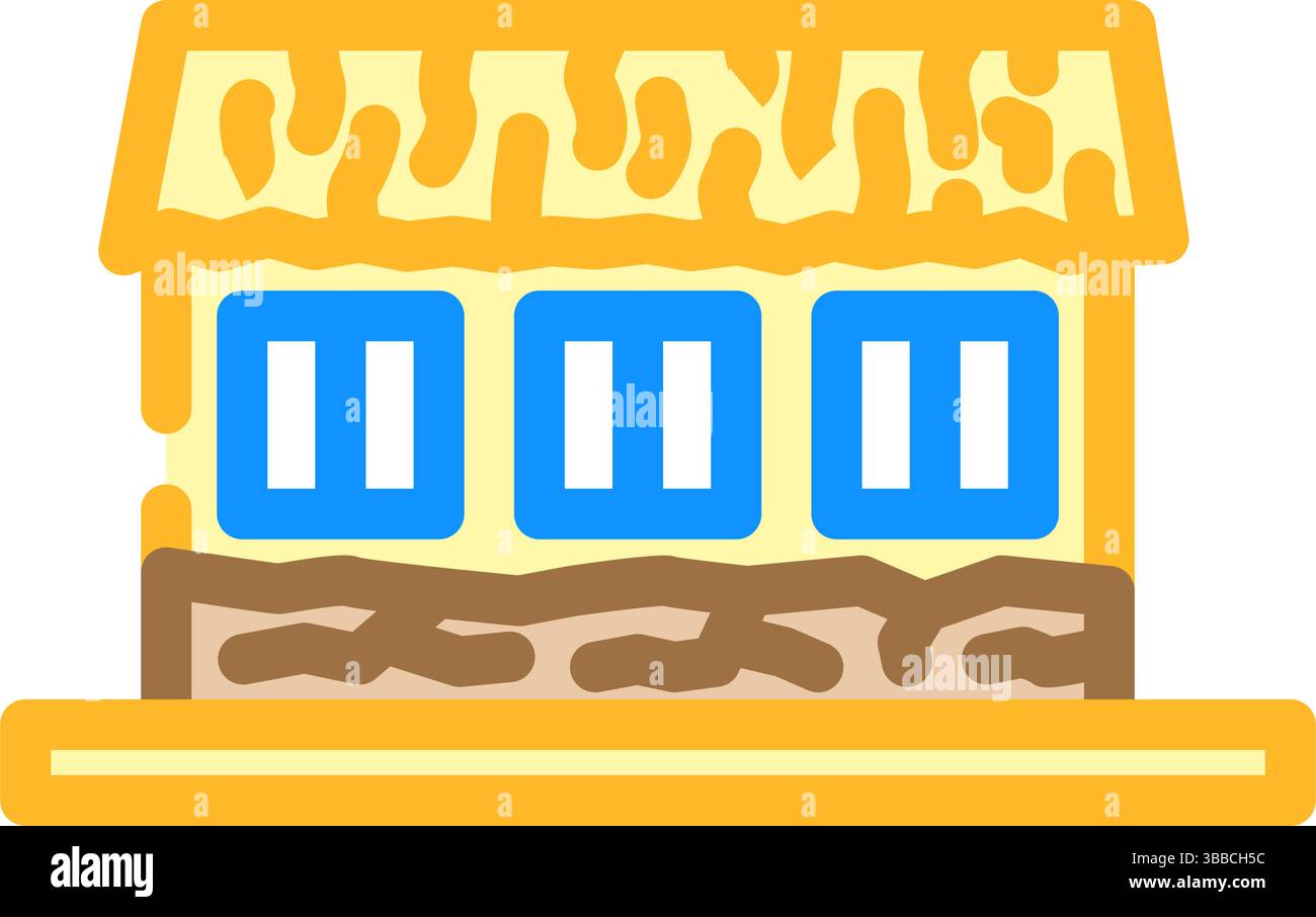 wood cabin thatched roof color icon vector illustration Stock Vector ...