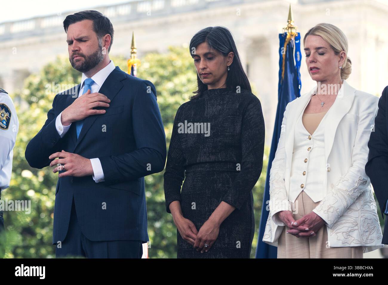 Vice President JD Vance, from left, standing with second lady Usha ...