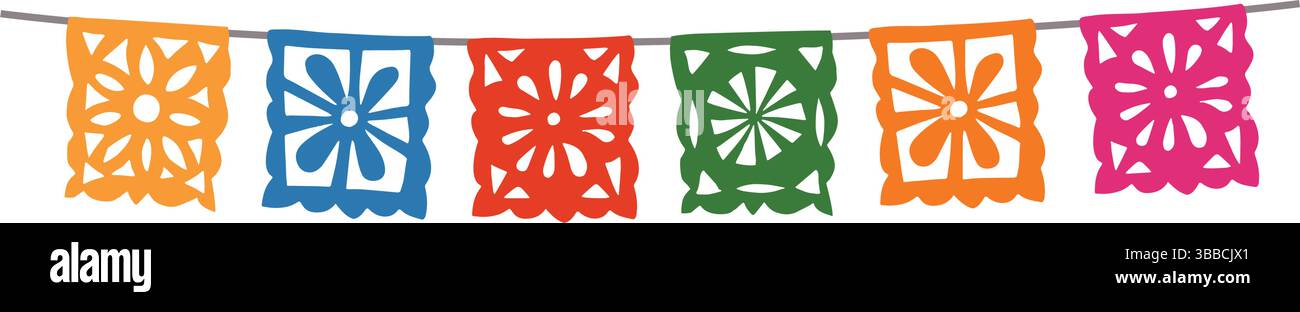 Colorful decorative cut out garland. Dia de los Muertos, Mexican Day of ...