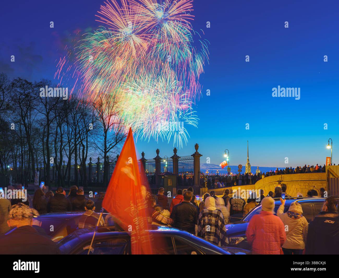 Saint-Petersburg, Russia - May 9 2025, Panoramic view of crowd of ...