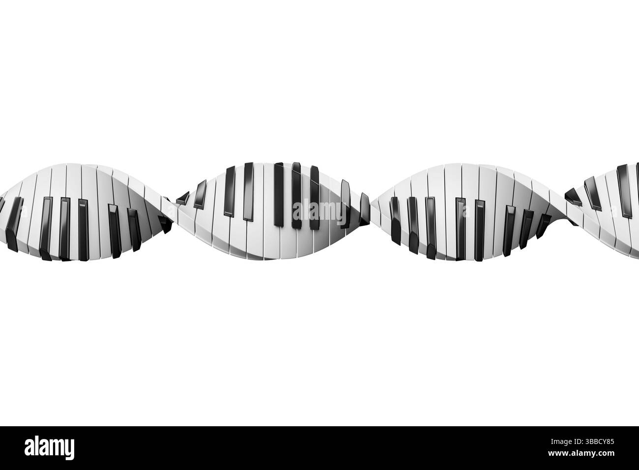 3d render of piano keys twisted in a form of DNA isolated on white ...
