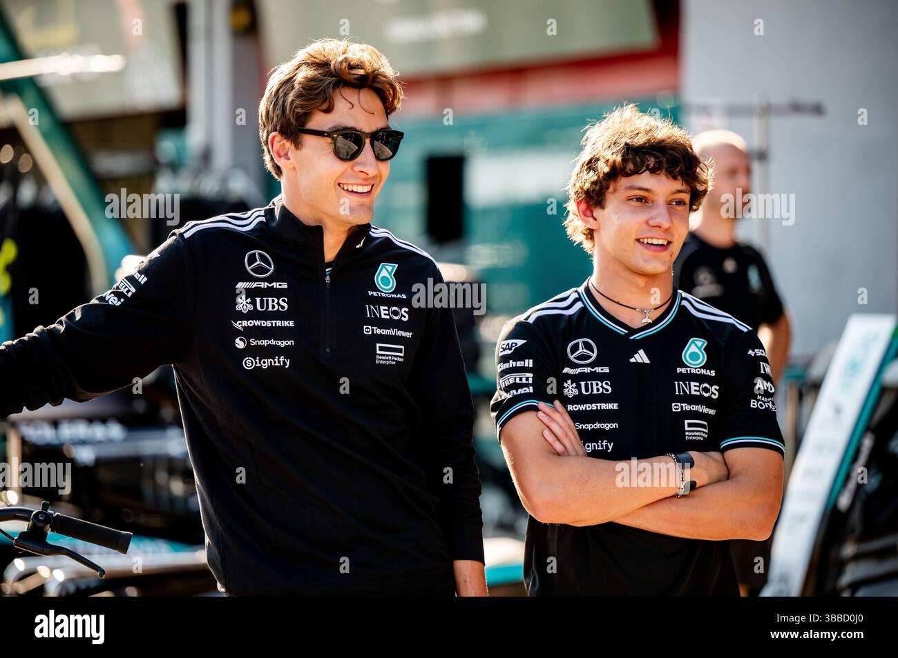 Imola, Italie. 15th May, 2025. RUSSELL George (gbr), Mercedes AMG F1 Team W16, portrait KIMI ...