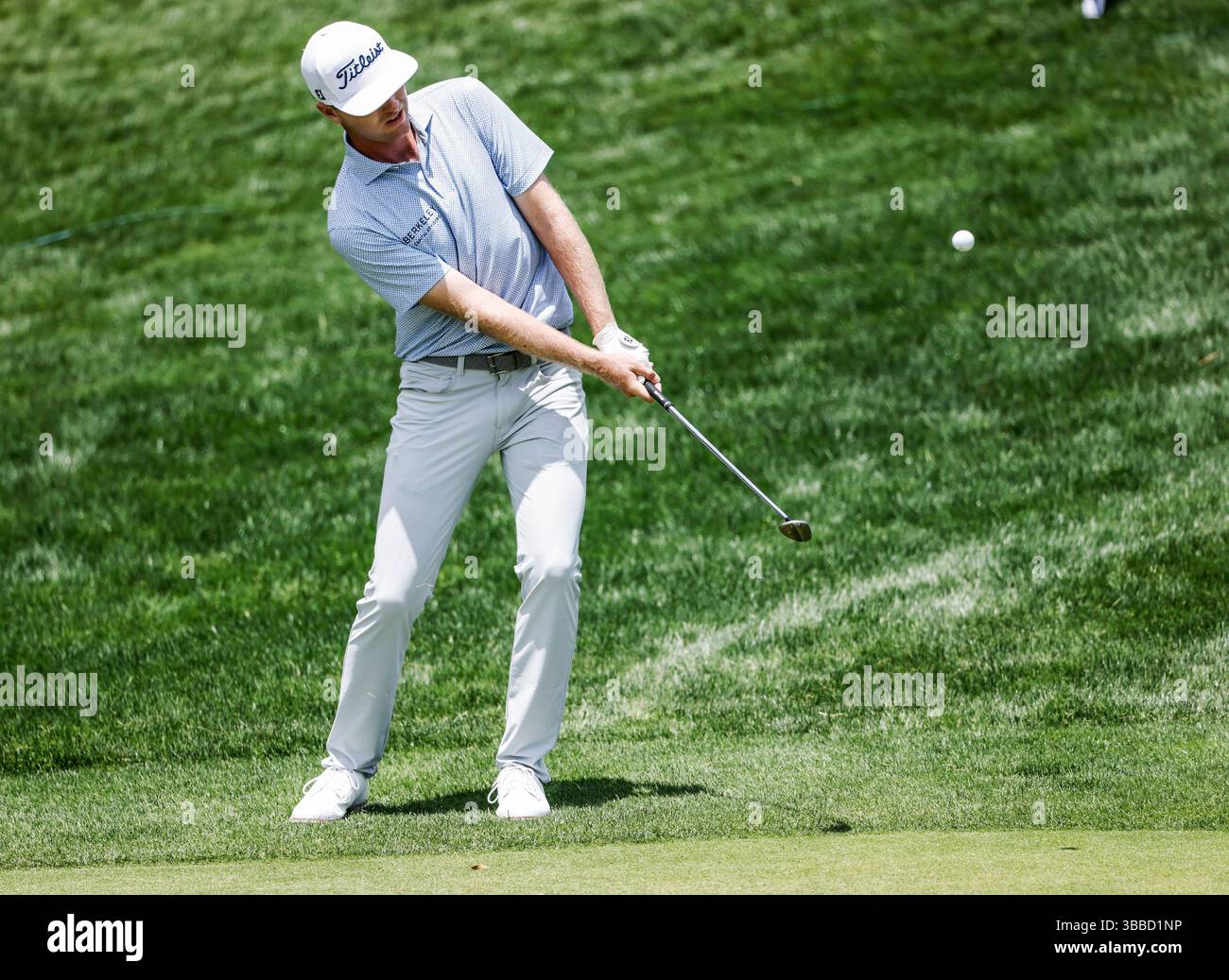 Ryan Gerard of the US chips onto the 15th green for an eagle during the ...