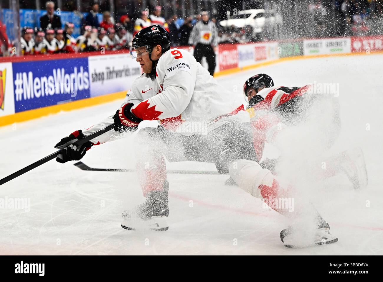 Stockholm, Sweden. 15th May, 2025. Canada's Nate MacKinnon and Austria ...