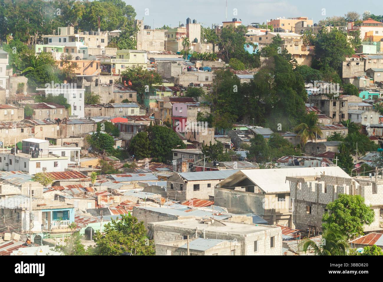 Poor living district of Santo Domingo, aerial urban view photo taken on ...