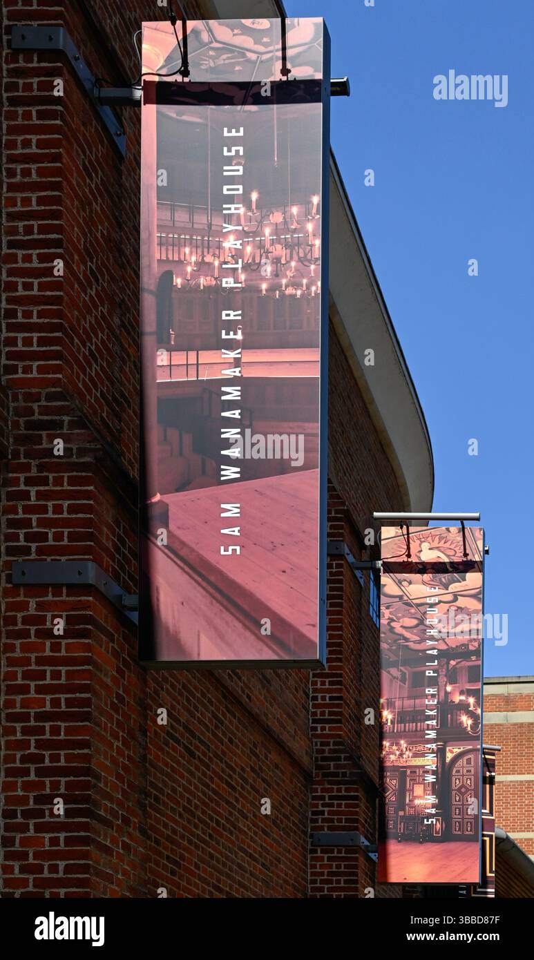 LONDON UK - APRIL 30, 2025: Sign outside Sam Wanamaker Playhouse ...