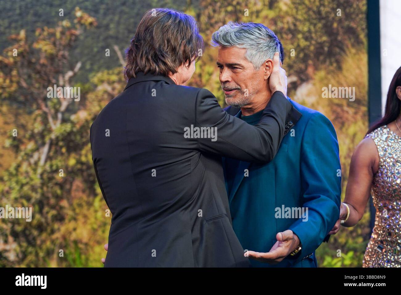 Tom Cruise, left, and Esai Morales pose for photographers upon arrival at the premiere of the ...