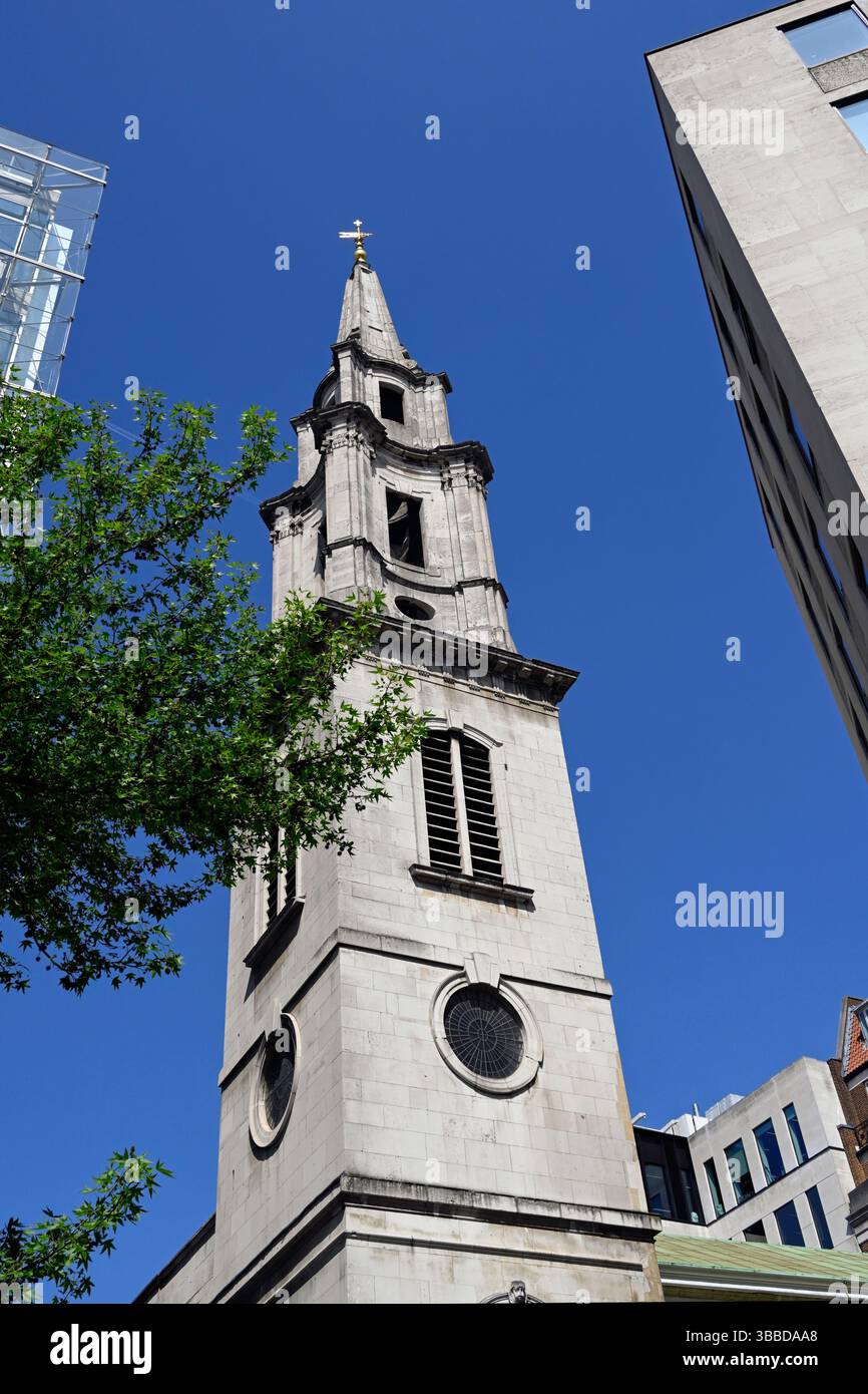 LONDON UK - APRIL 30, 2025: Exterior view of the tower and spire of St ...