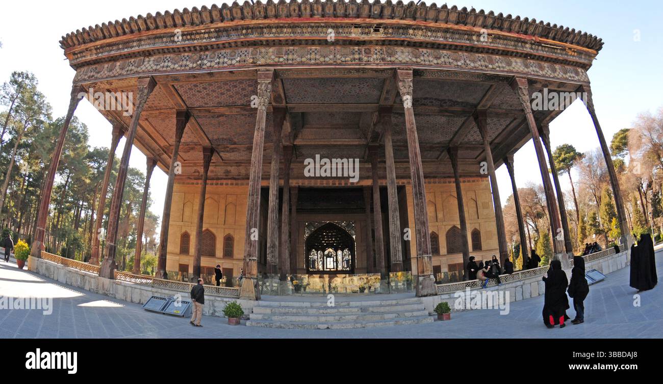 Located in Isfahan, Iran, the Chehel Sotun Palace was built by the ...
