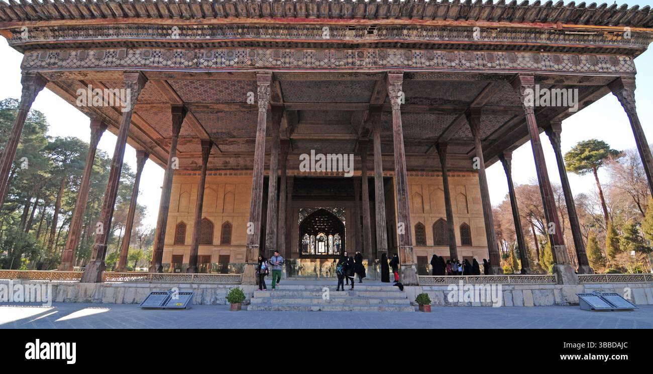 Located in Isfahan, Iran, the Chehel Sotun Palace was built by the ...