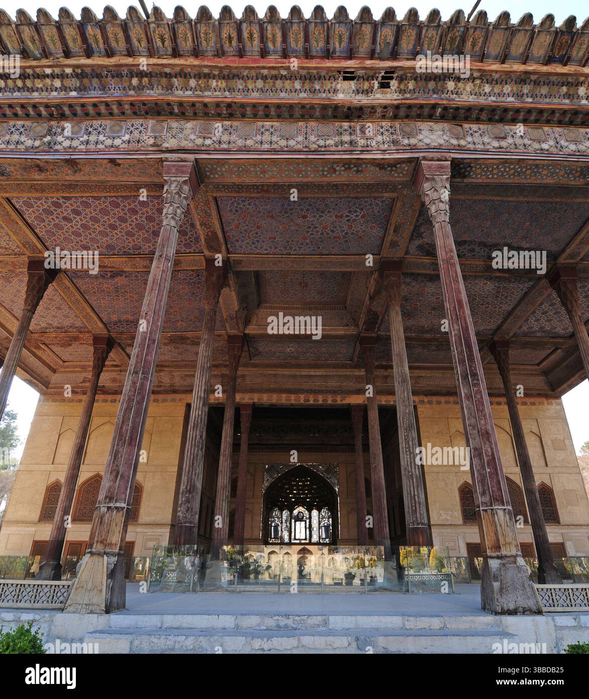 Located in Isfahan, Iran, the Chehel Sotun Palace was built by the ...