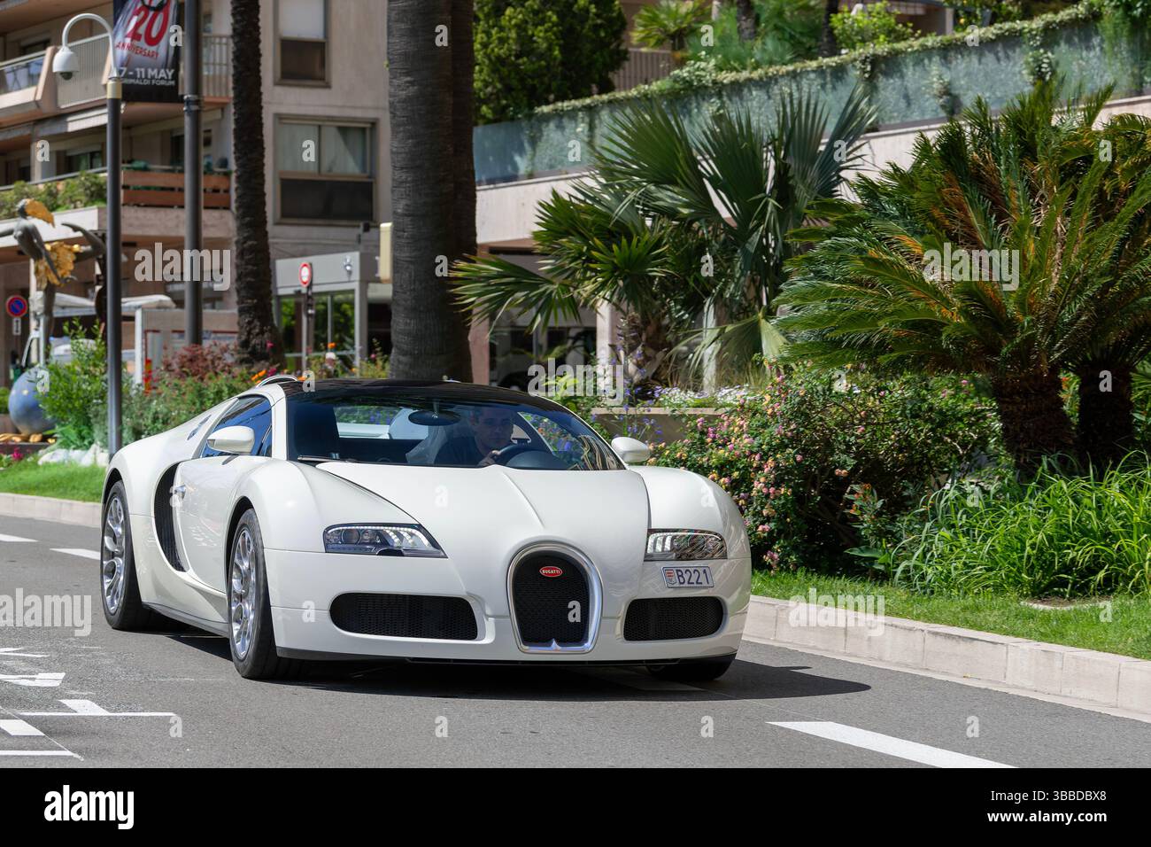 Monte Carlo, Monaco - View on a white Bugatti Veyron 16.4 Grand Sport ...