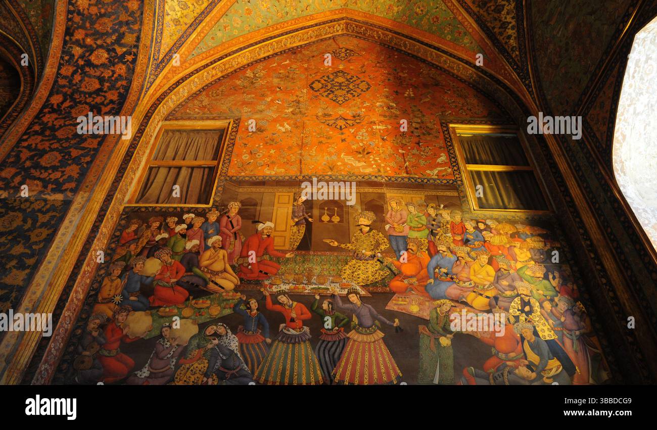 Located in Isfahan, Iran, the Chehel Sotun Palace was built by the ...