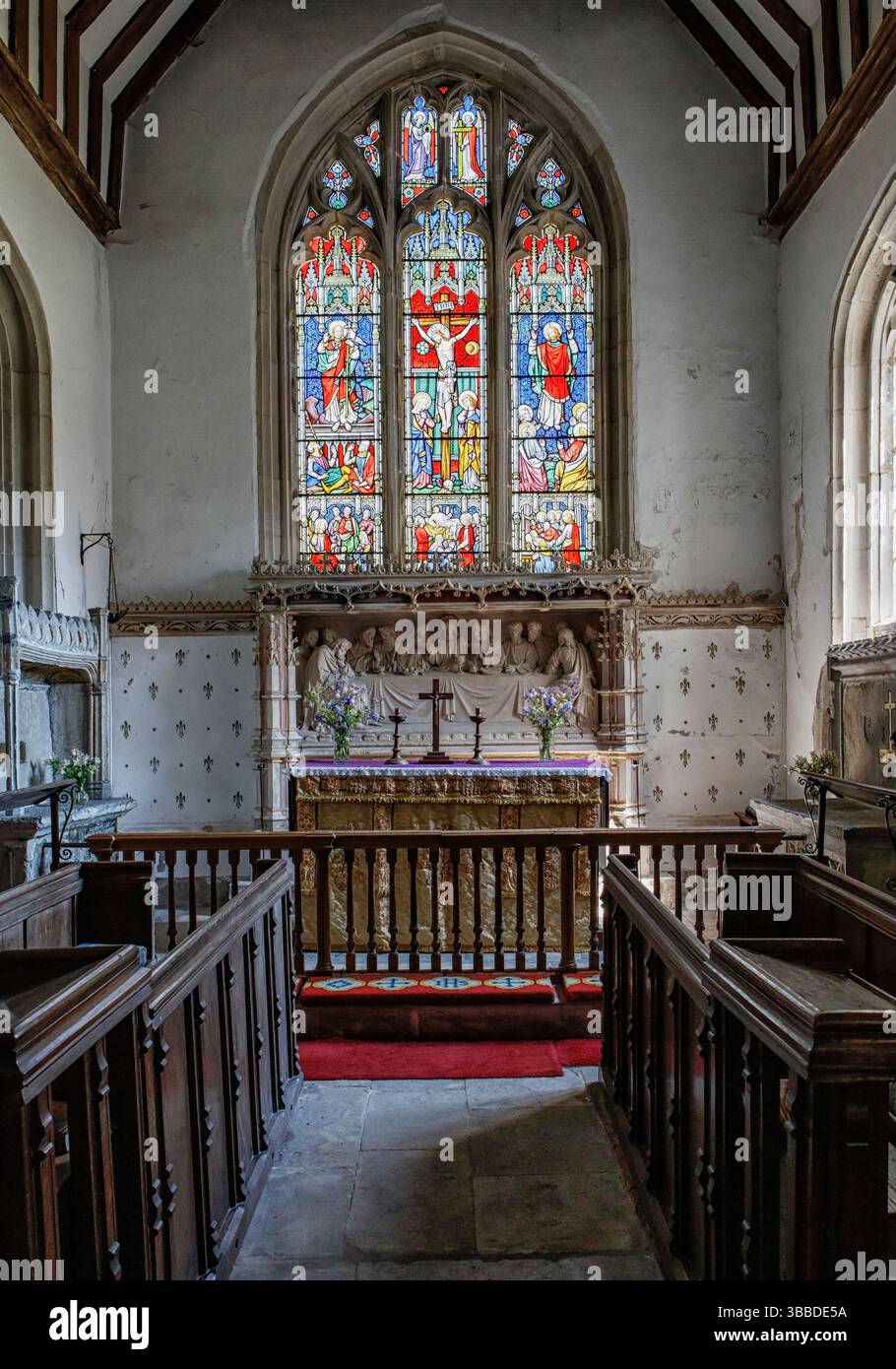 Altar at church of the Blessed Virgin Mary, Singleton Stock Photo - Alamy