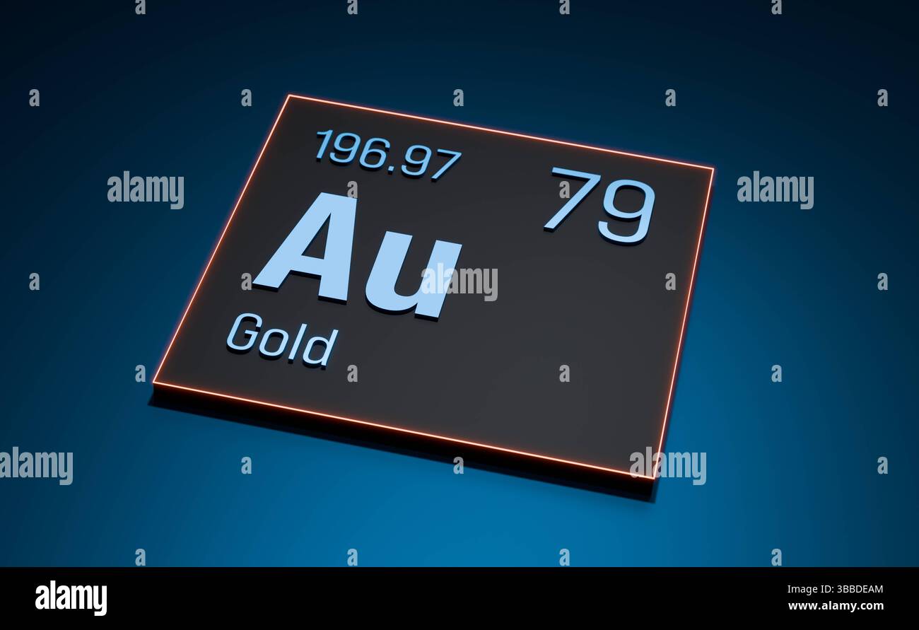 Au - gold, metal, periodic table of the elements. Au - gold, metal ...