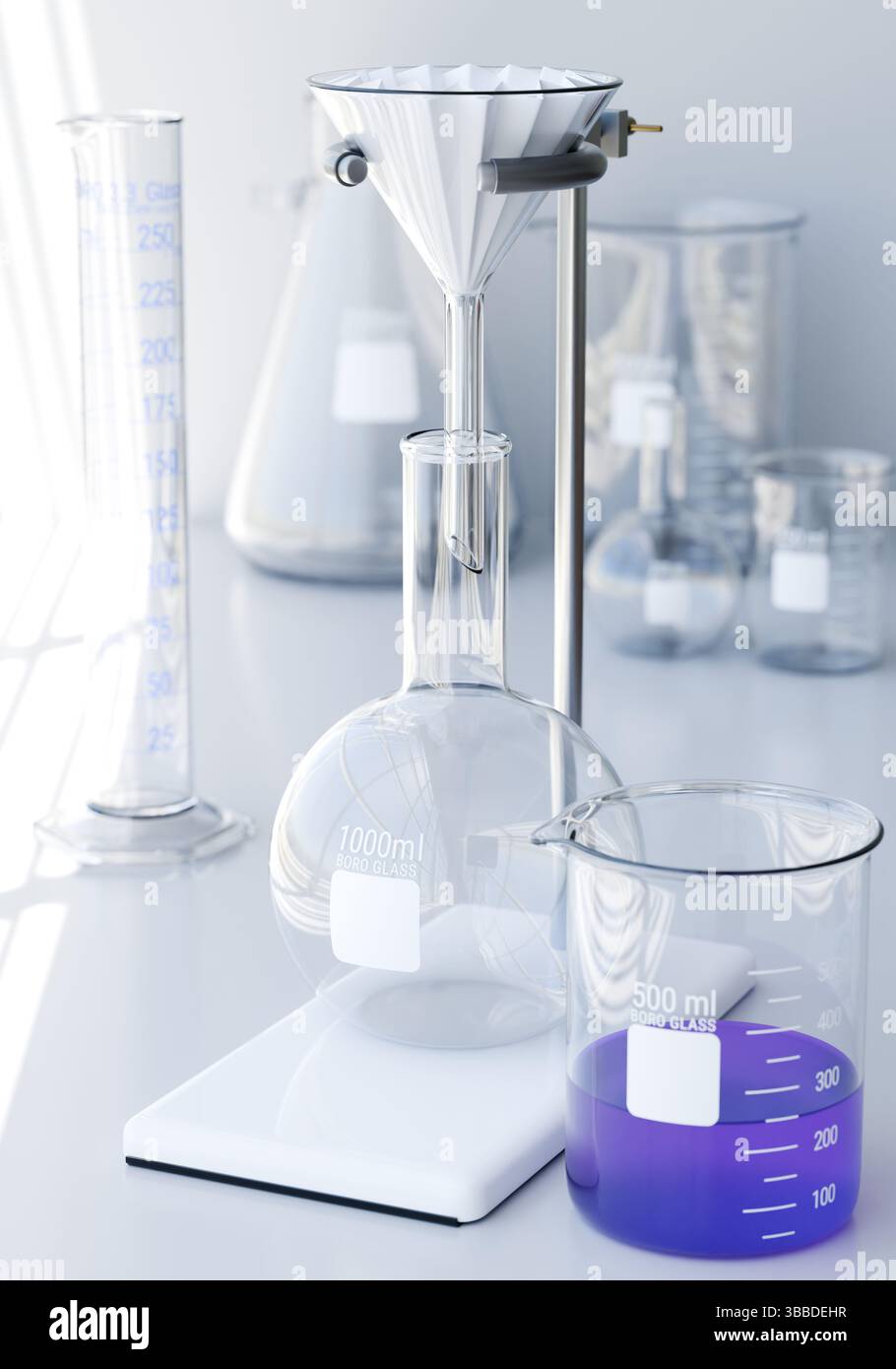 Gravity filtration lab using a retort stand funnel filter paper and ...