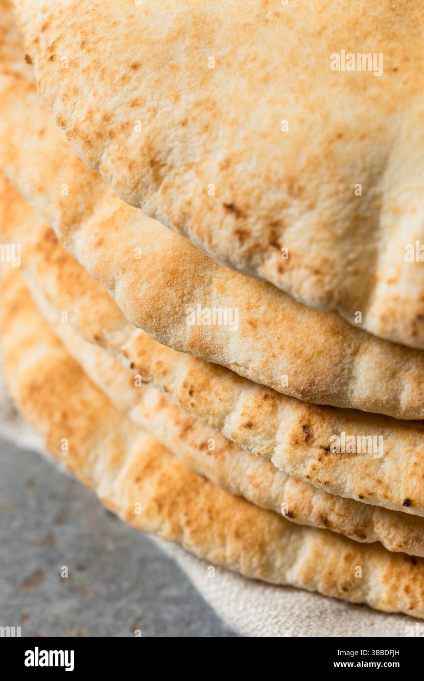 Homemade Greek Pita Bread Pockets in a Stack Stock Photo - Alamy