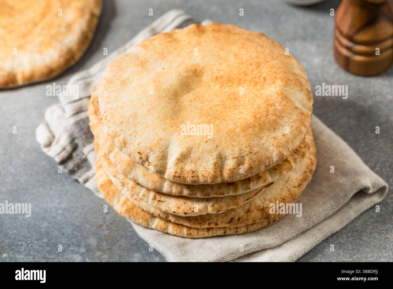 Homemade Greek Pita Bread Pockets in a Stack Stock Photo - Alamy