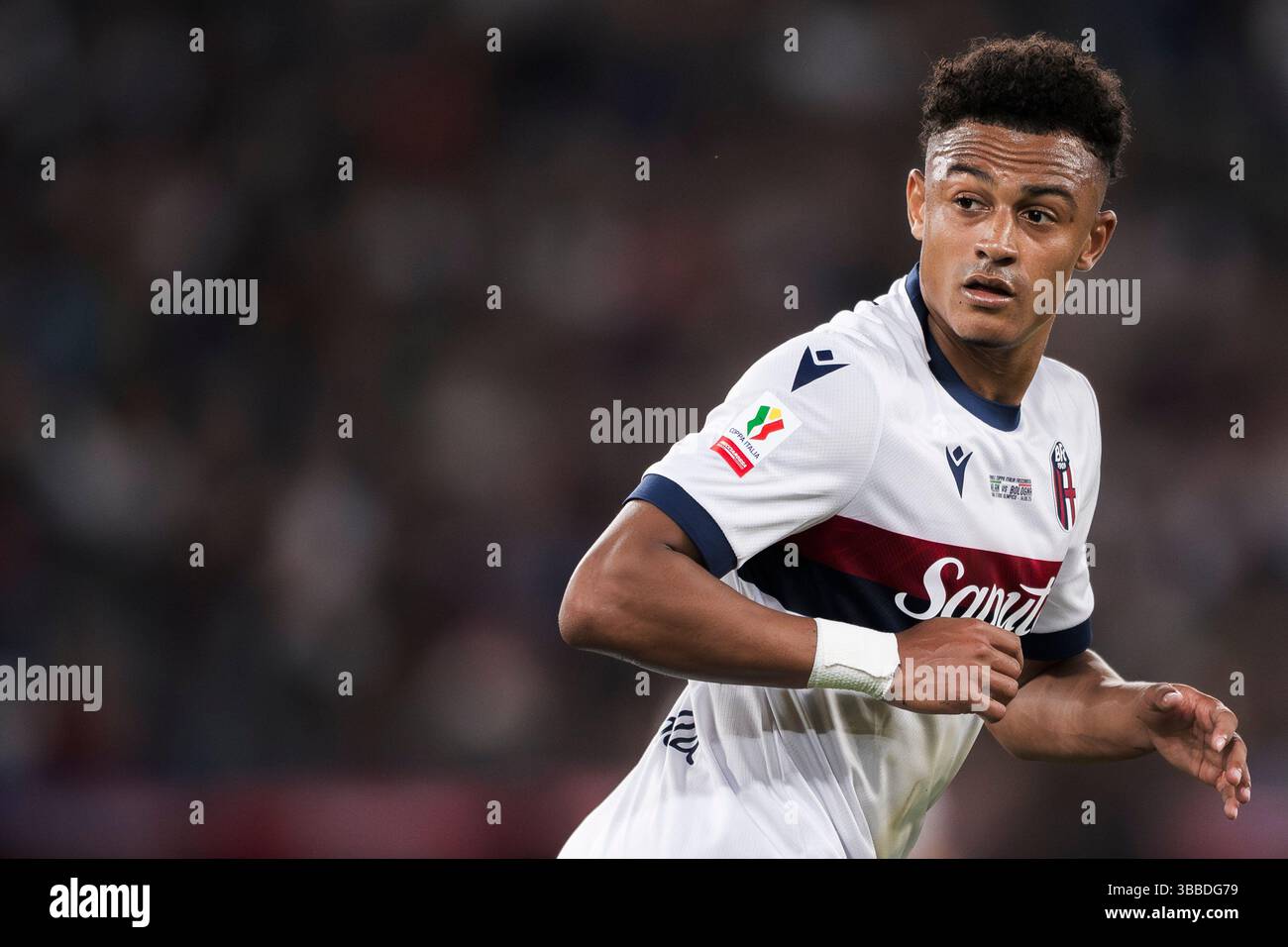Dan Ndoye of Bologna FC looks on during the Coppa Italia final football ...