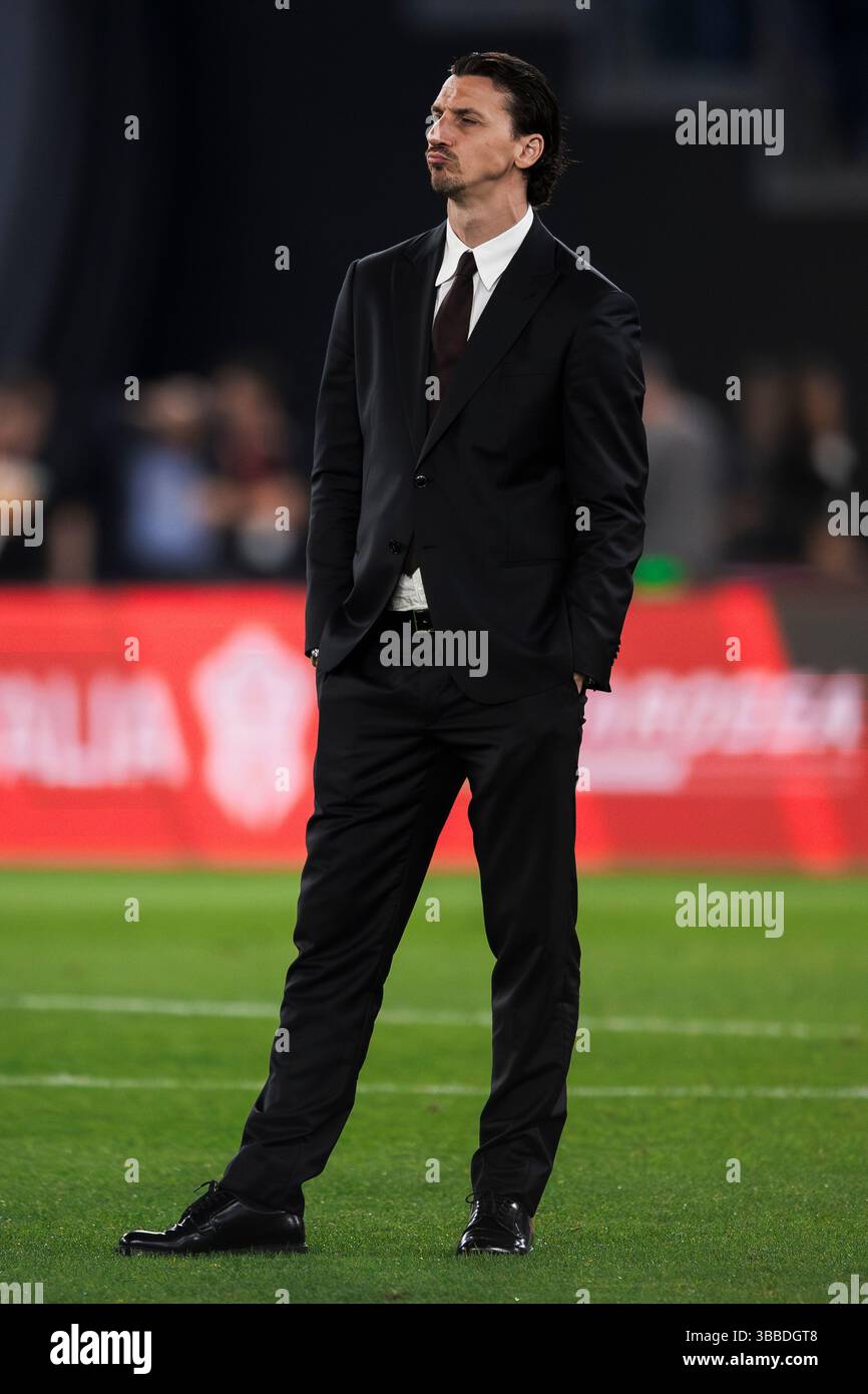 Zlatan Ibrahimovic looks on prior to the award ceremony following the ...