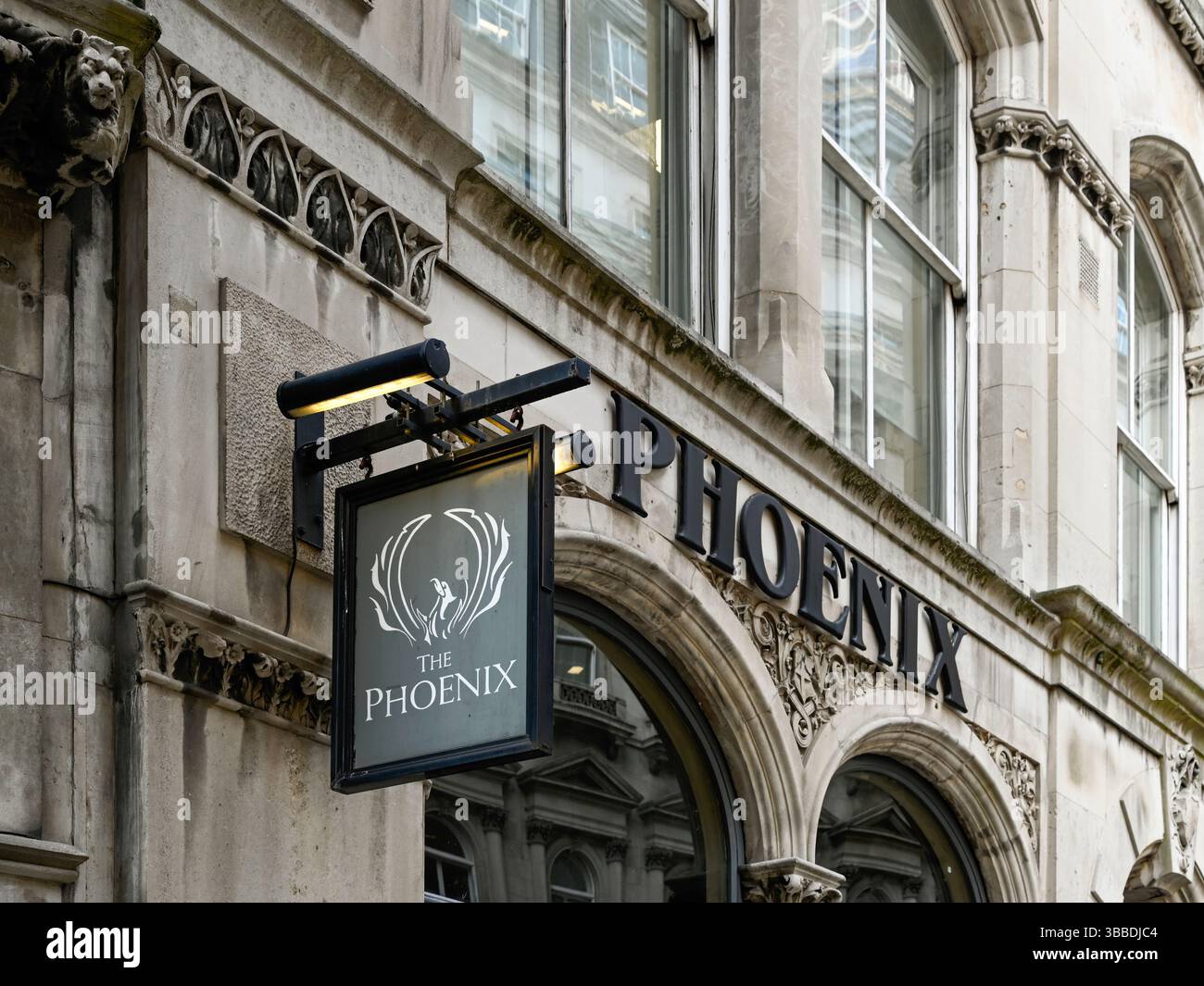 LONDON UK - APRIL 30, 2025: Sign outside the Phoenix pub in Throgmorton ...