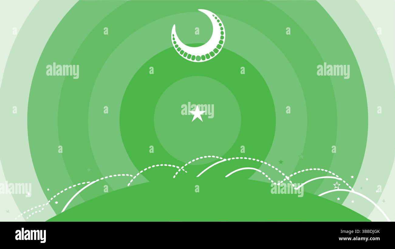 Green islamic background with crescent moon and star vector ...