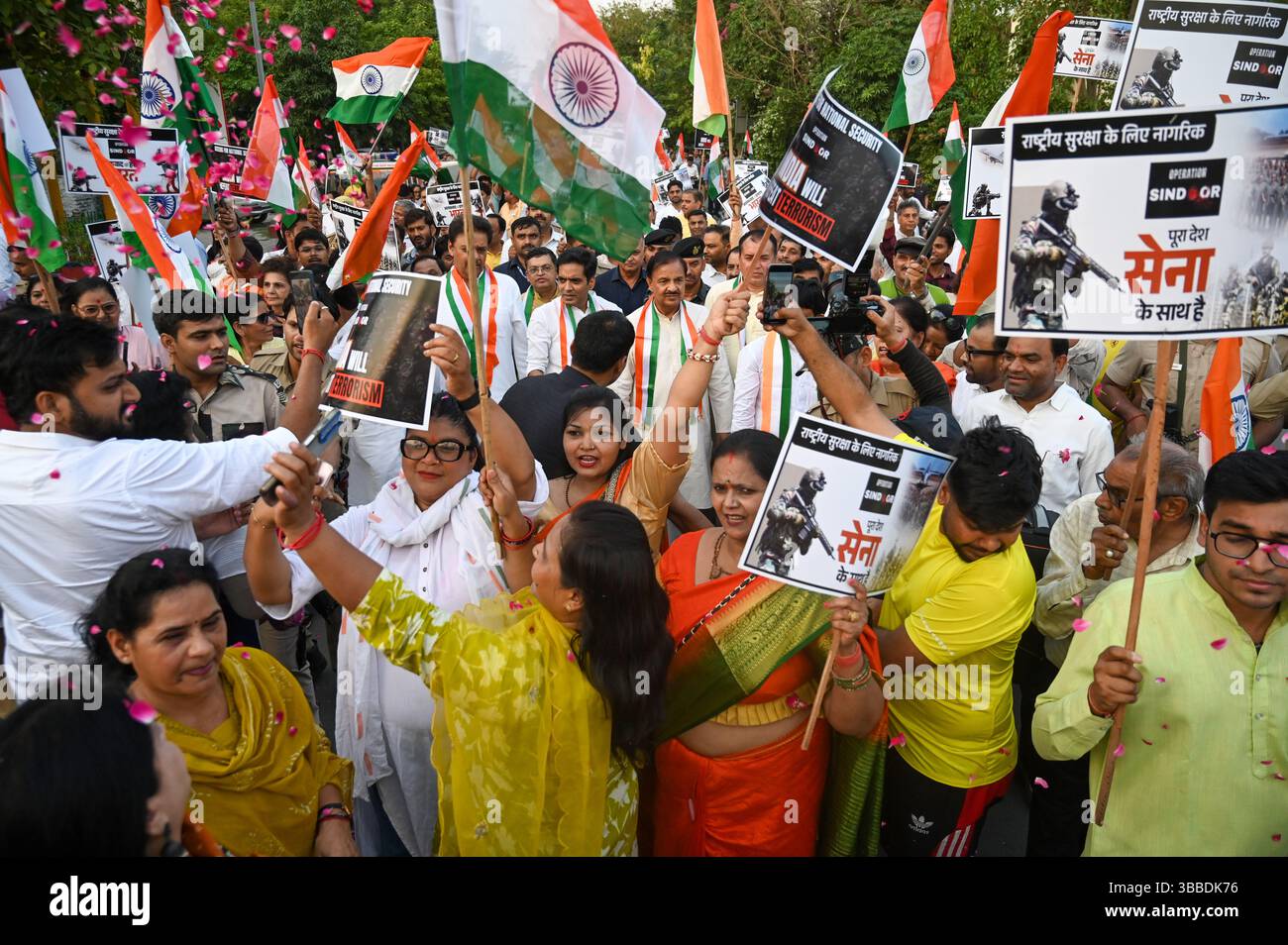 Noida, India. 15th May, 2025. NOIDA, INDIA - MAY 15: BJP workers and Noida residents organized a ...
