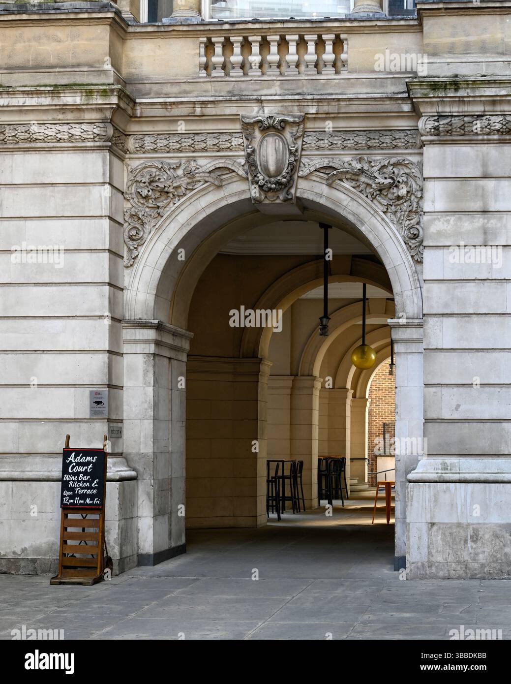 LONDON UK - APRIL 30, 2025: Adams Court in the City of London with sign ...