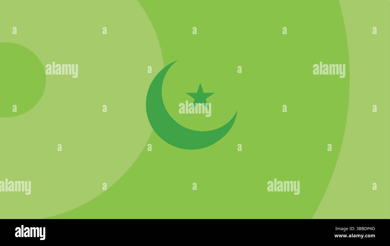 Islamic crescent star green background vector illustration religious ...