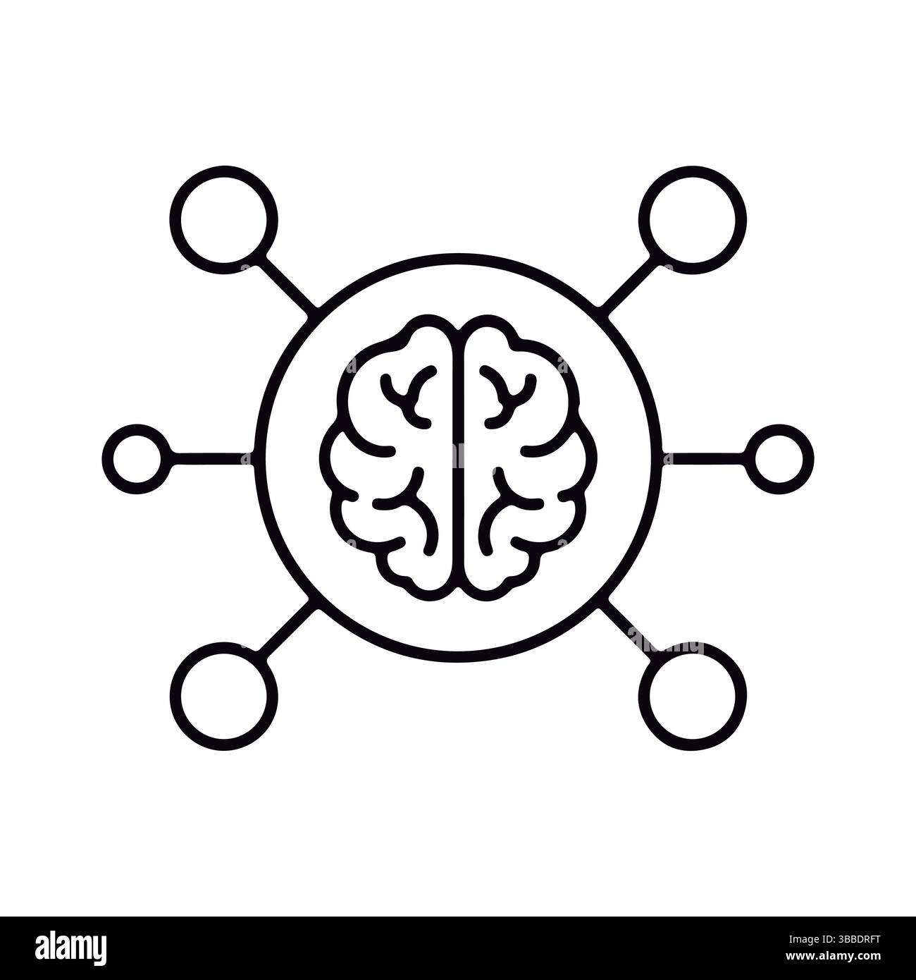 Brain Network Connection. Brain with Connected Nodes Stock Vector Image & Art - Alamy