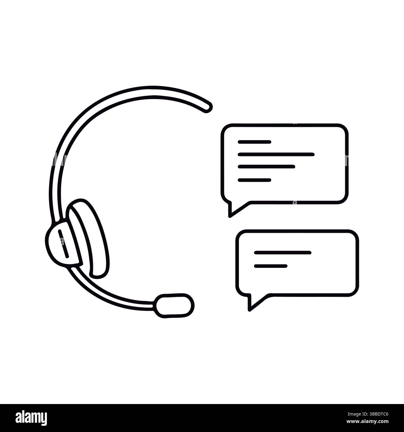 Customer Support Chat Illustration. Headset with Speech Bubbles Stock ...