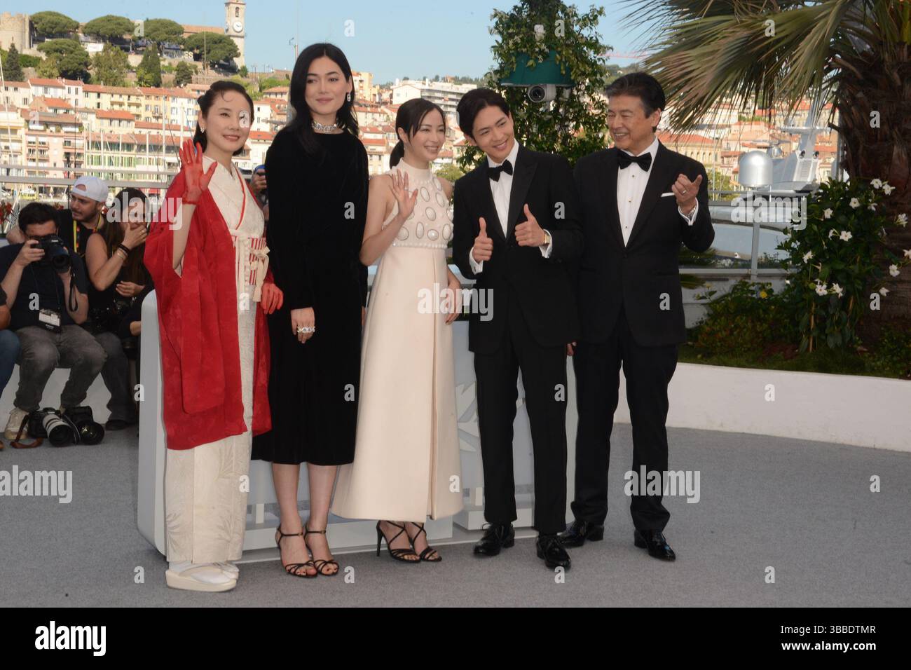 May 15, 2025, Cannes, France: CANNES, FRANCE - MAY 15: Yoh Yoshida, Camilla Aiko, Suzu Hirose ...