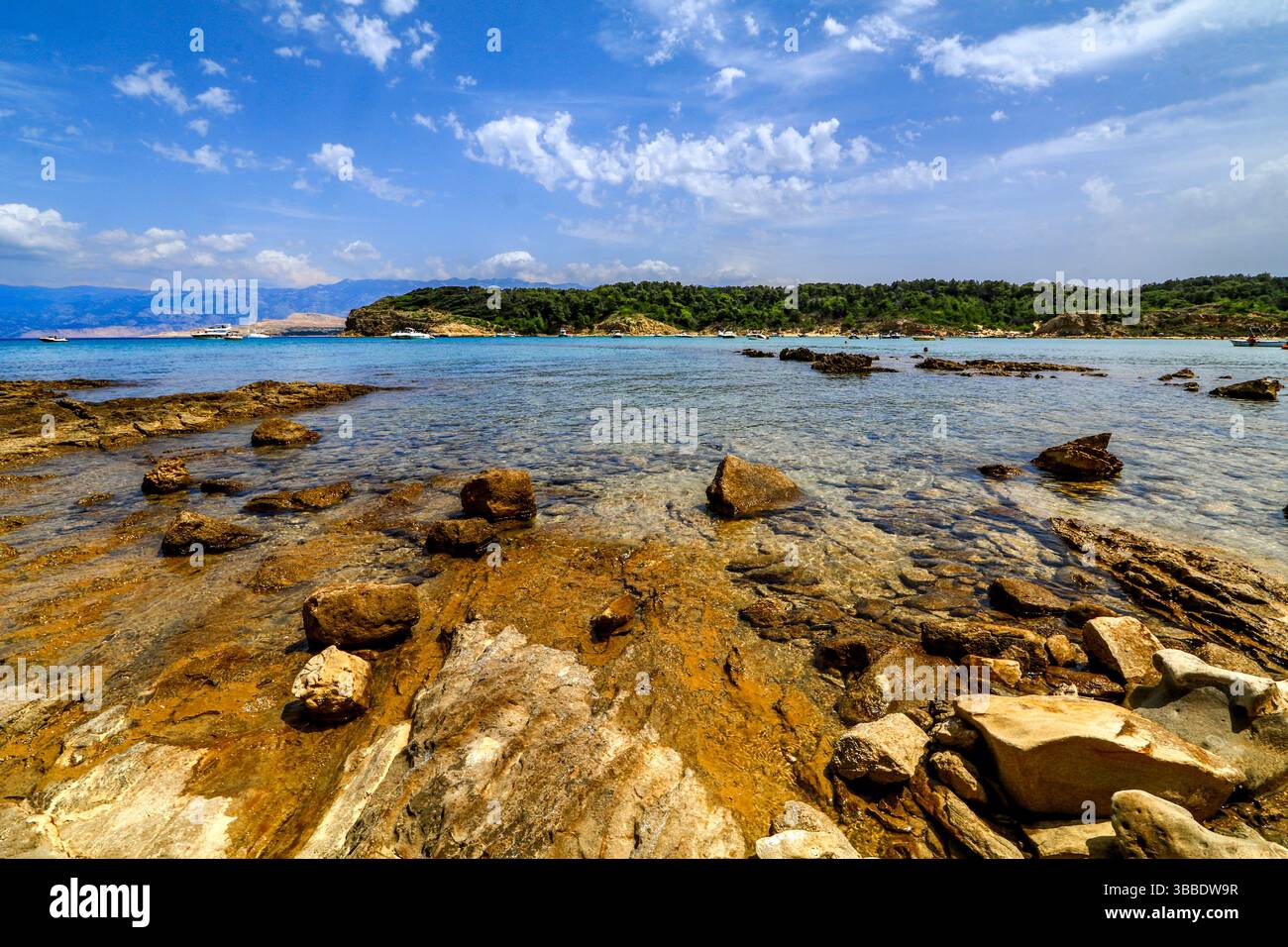 Dangerous rocky coast and beaches on the island of Rab in Croatia Stock ...