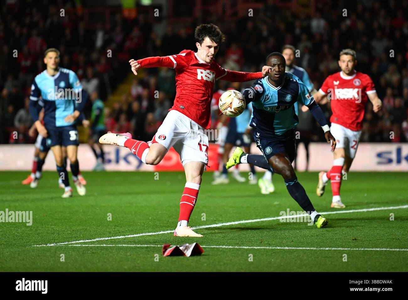 London, England. 15th May 2025. Alex Gilbert shoots uring the Sky Bet ...