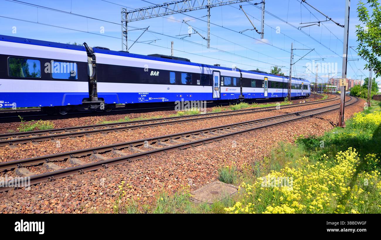 Warsaw, Poland. 7 May 2025. A modern Stadler PKP Intercity train on the ...