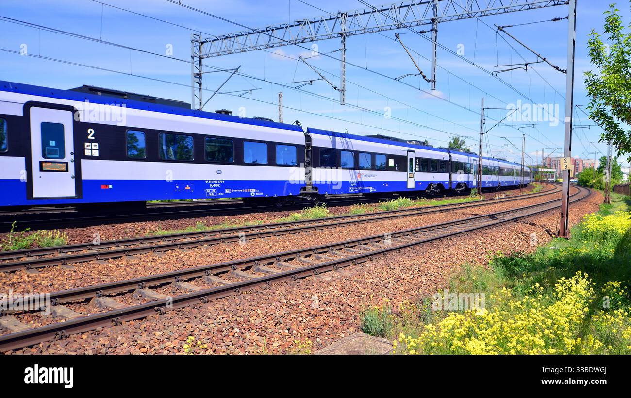 Warsaw, Poland. 7 May 2025. A modern Stadler PKP Intercity train on the ...