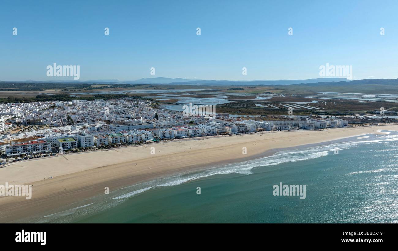 Aerial views of the municipality of Barbate and its coastline ...