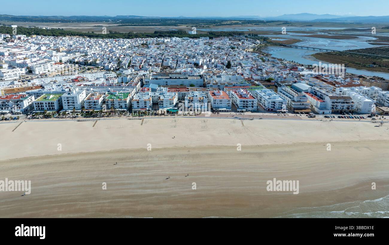 Aerial views of the municipality of Barbate and its coastline ...
