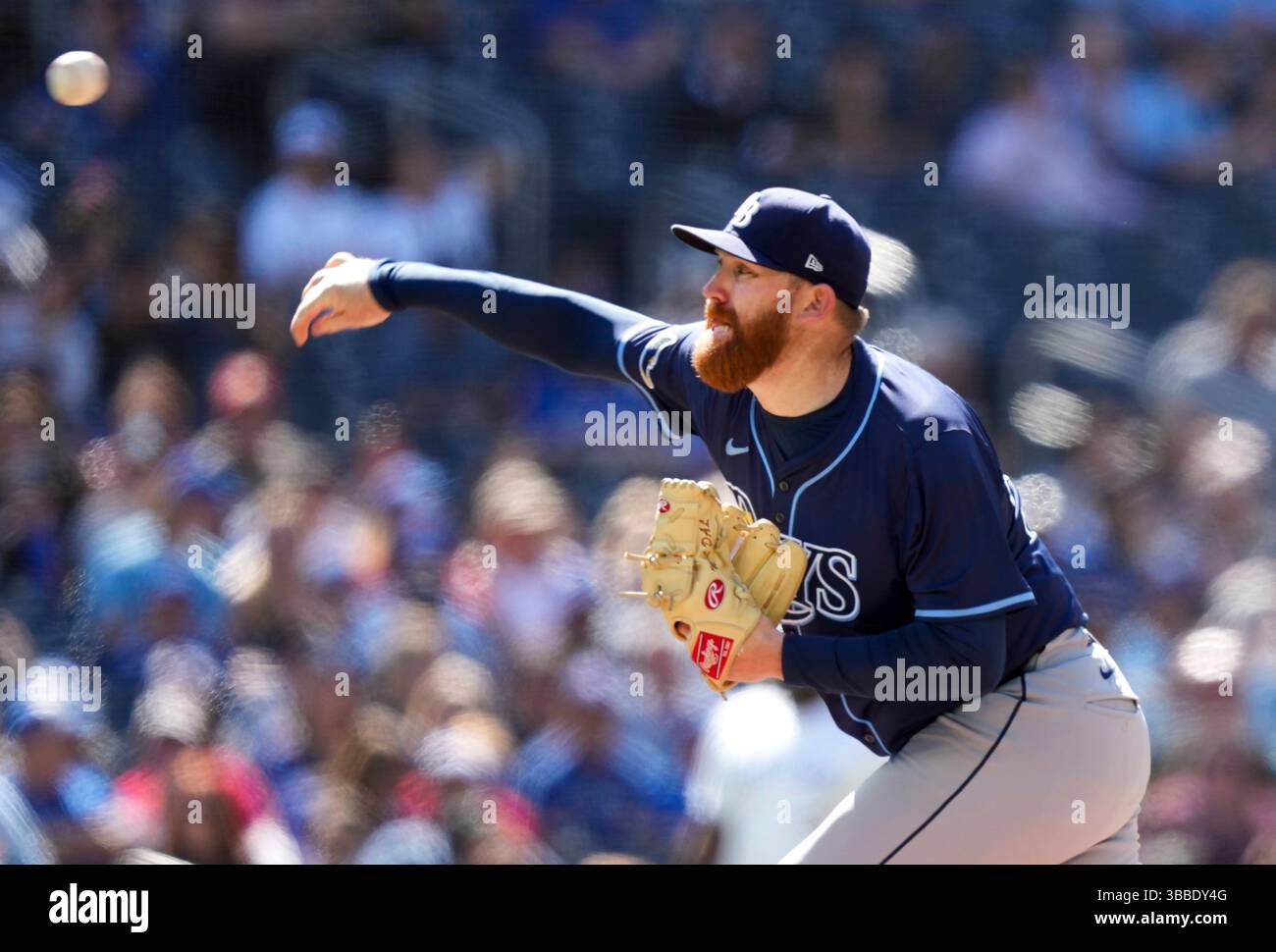 Tampa Bay Rays pitcher Zack Littell works against the Toronto Blue Jays ...