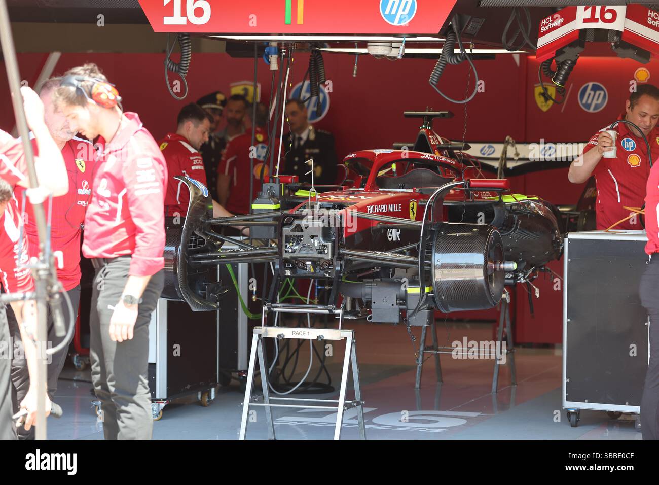 Ferrari garage during Formula 1 AWS Gran Premio del Made in Italy e ...