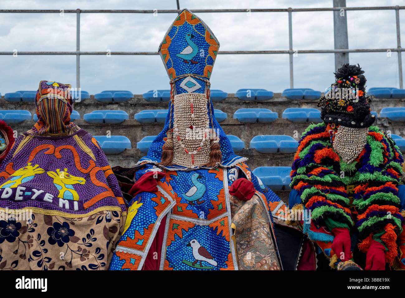 Ibadan, Oyo State, Nigeria. 15th May, 2025. Masquerades sit at Liberty ...
