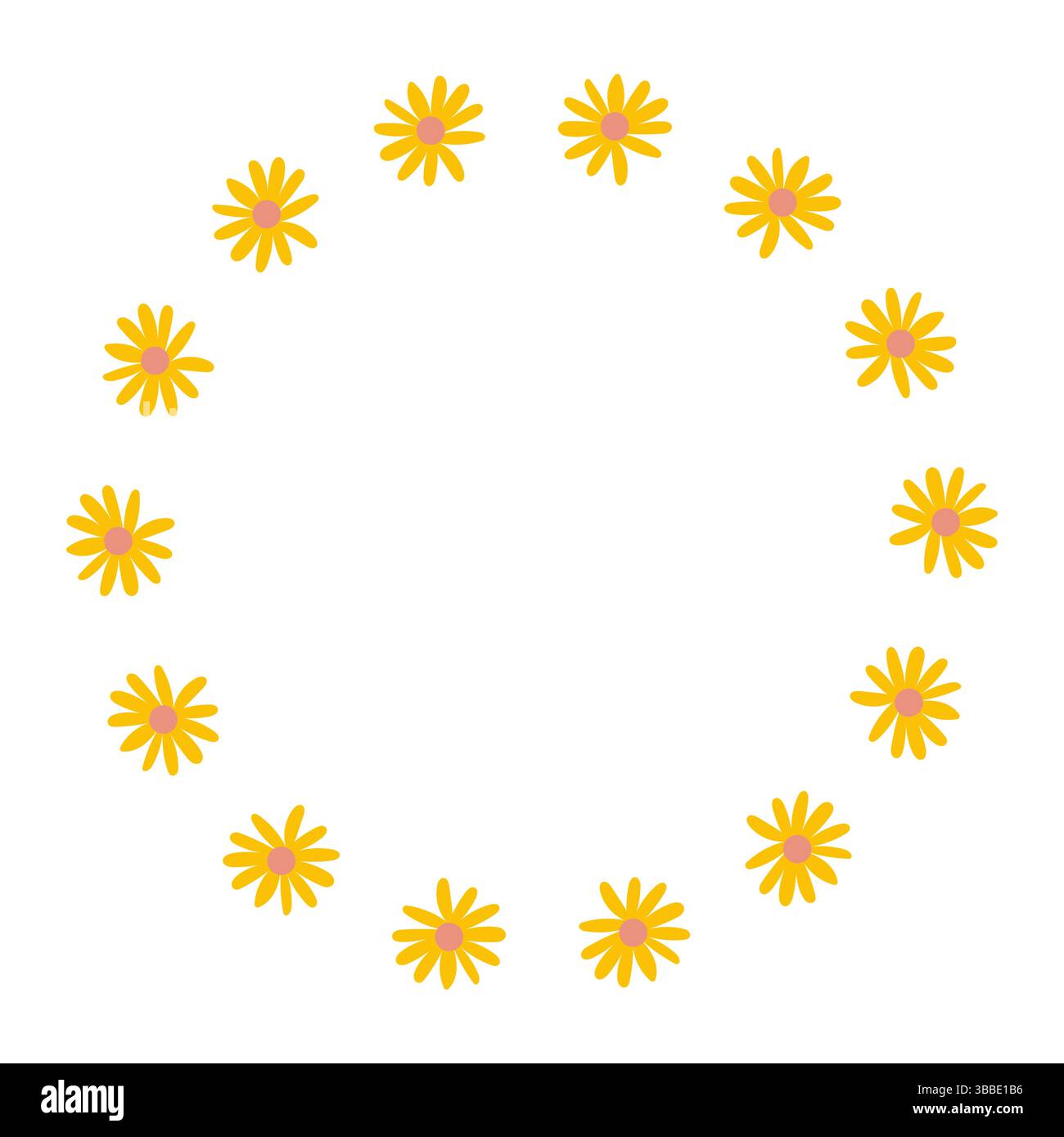 Round frame with yellow simple flowers Stock Vector Image & Art - Alamy