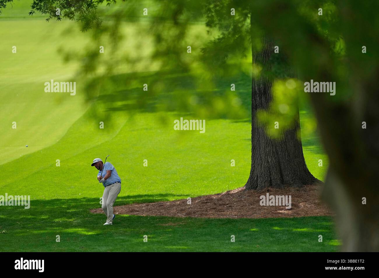 Michael Block hits from the rough on the 12th hole during the first ...