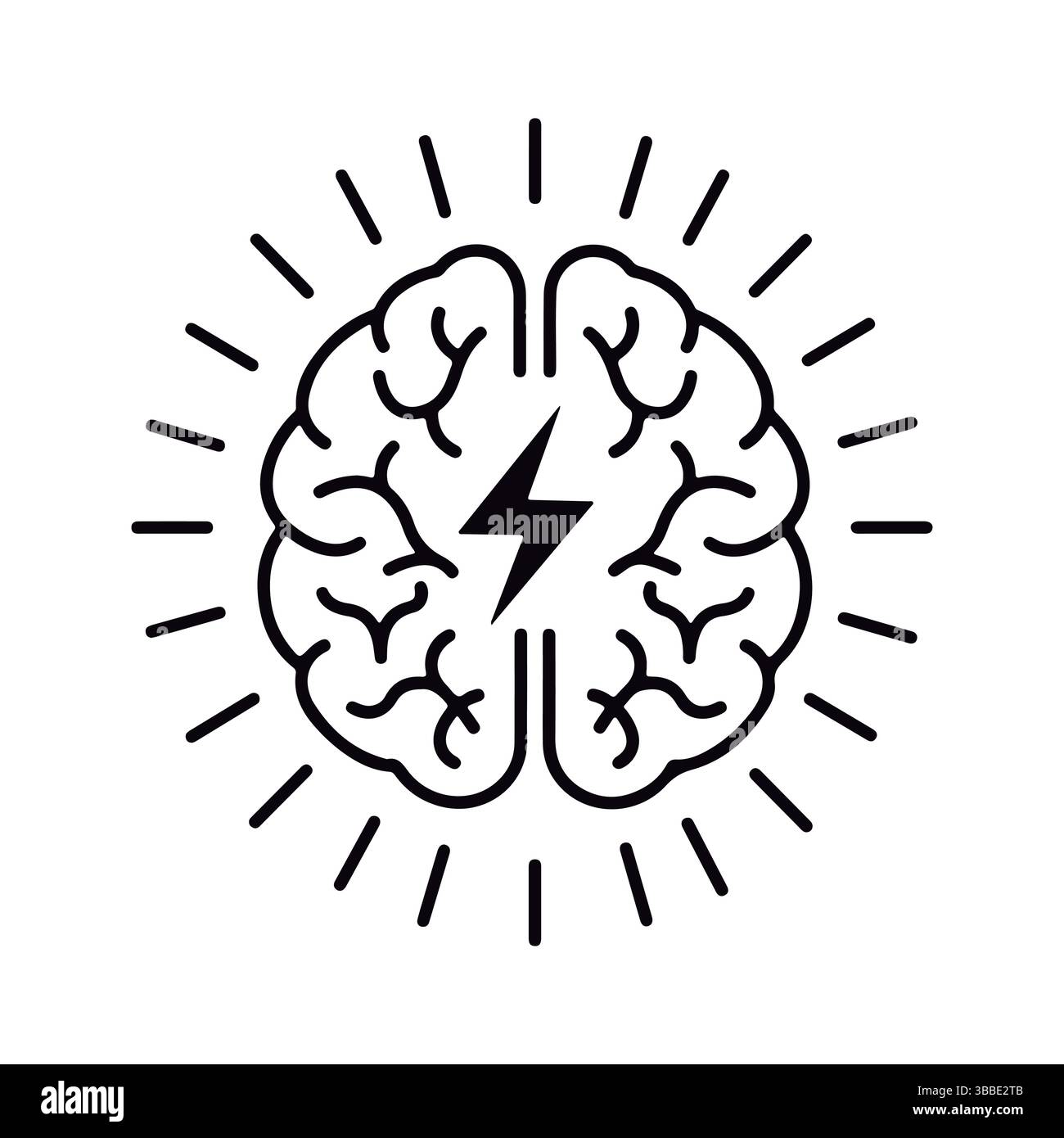 Brain with Lightning Bolt Graphic. Brainstorming Idea Flash Stock ...