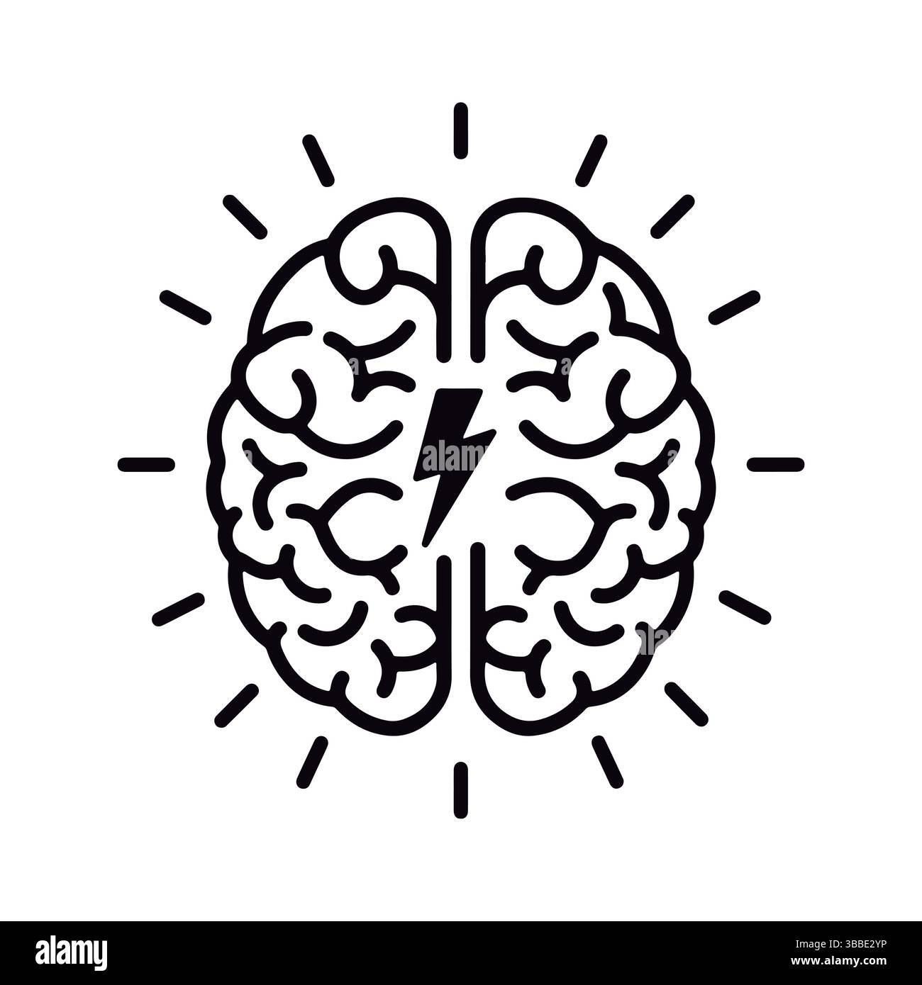 Brain with Lightning Bolt Graphic. Brainstorming Idea Flash Stock ...