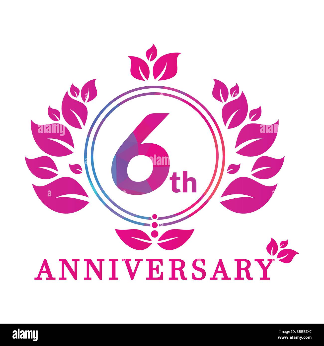 6 year anniversary vector banner template. 6 years Anniversary logo, luxurious 6th Anniversary ...