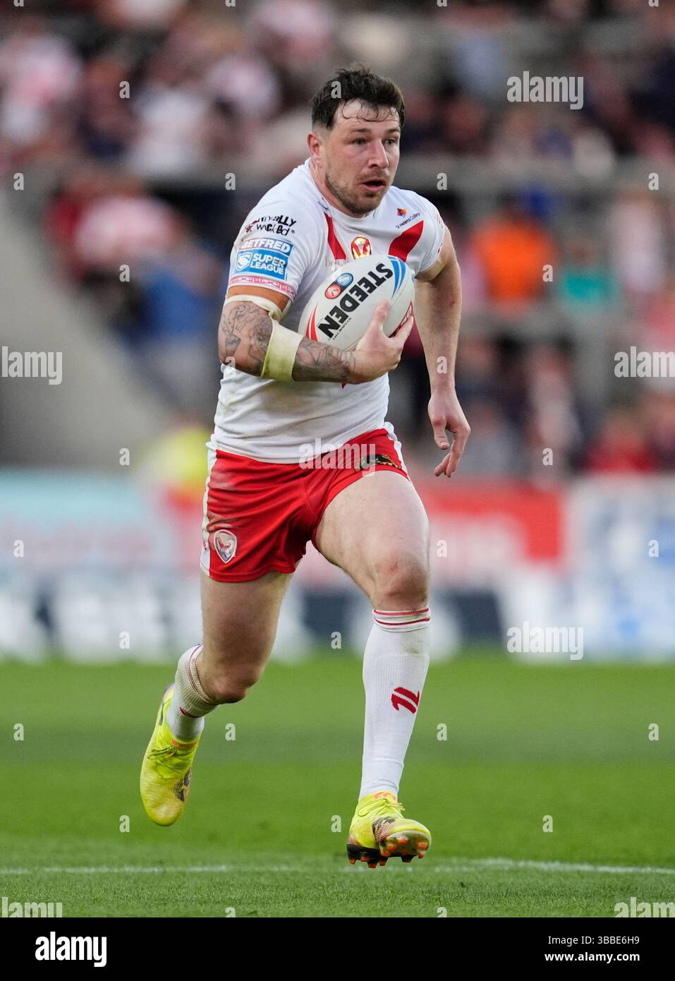 St Helens' Mark Percival in action during the Betfred Super League ...