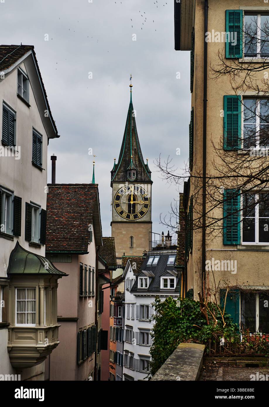St. Peter Church clock tower, the largest clock face in Europe, watches ...